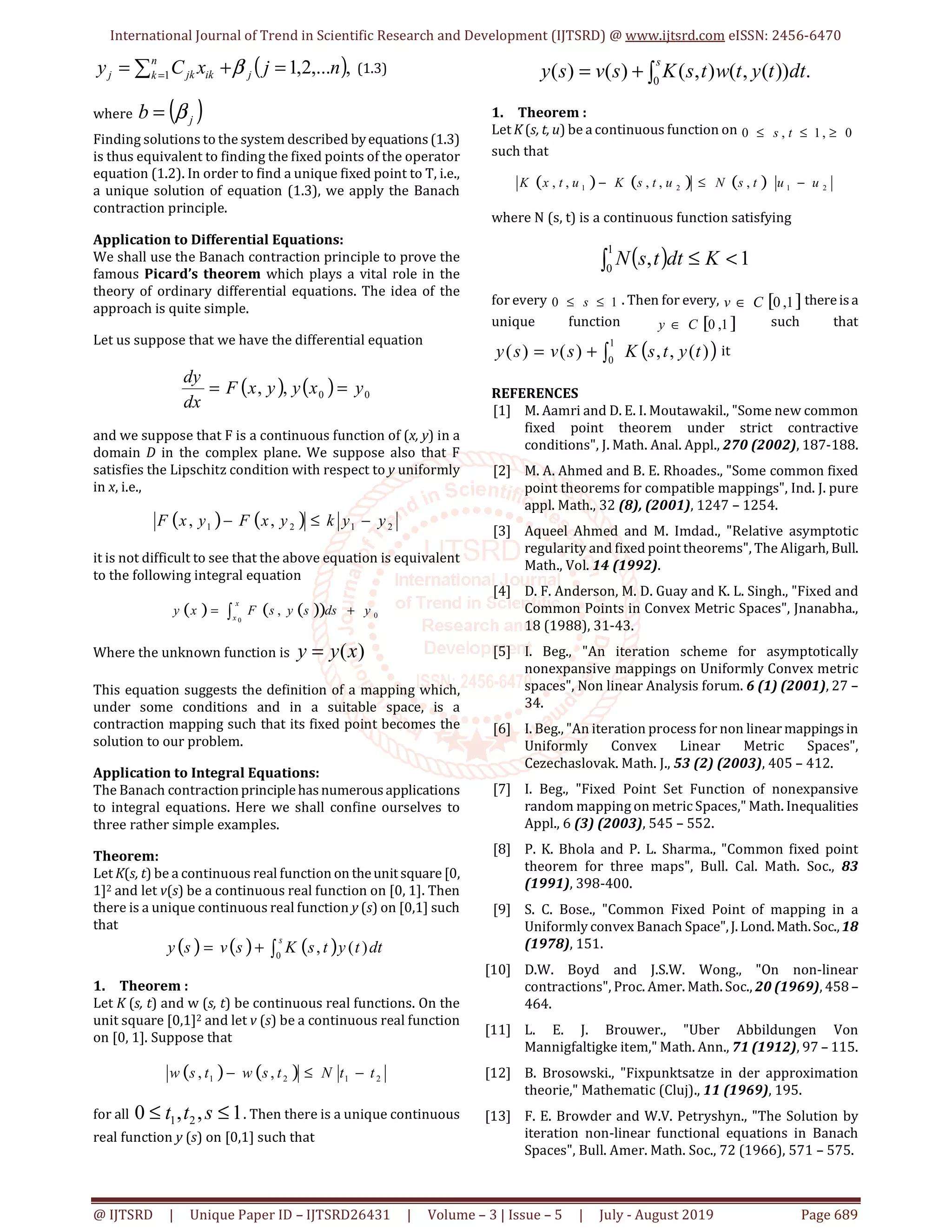 A Review Article on Fixed Point Theory and Its Application | PDF