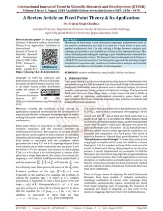 A Review Article on Fixed Point Theory and Its Application | PDF