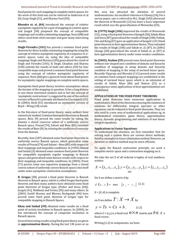 A Review Article on Fixed Point Theory and Its Application | PDF