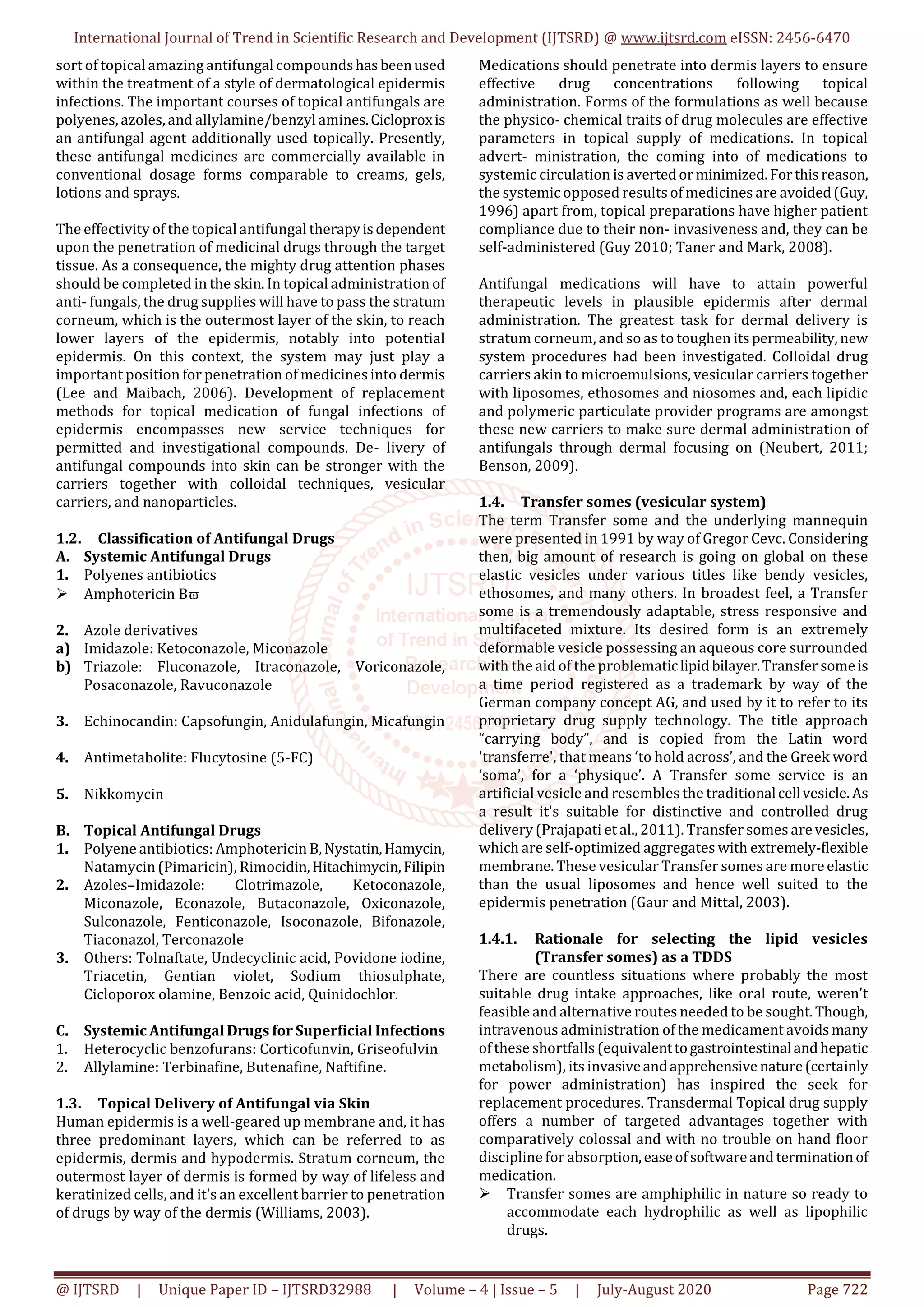 A Review on Transomal Gels Therapy for Fungus Disease | PDF