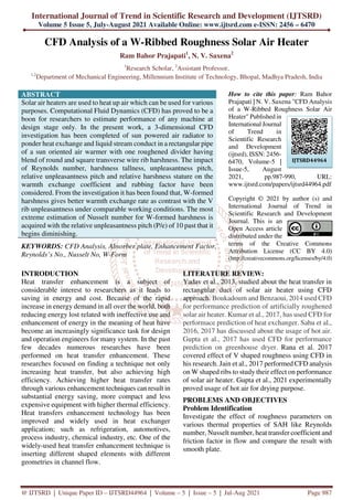 CFD Analysis of a W Ribbed Roughness Solar Air Heater | PDF