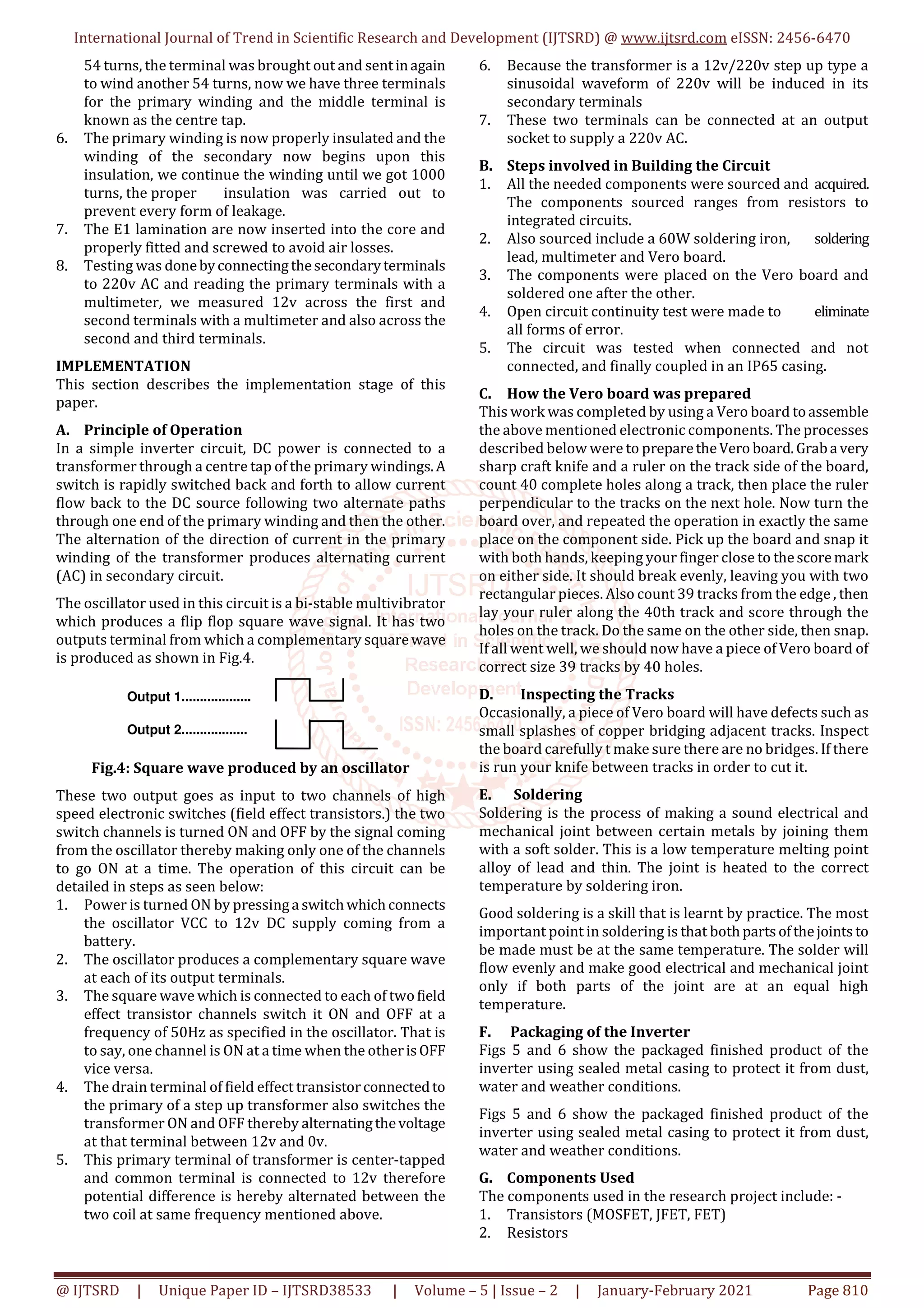 Design and Construction of a 0.75KVA Inverter Power Supply for Nigerian Homes and Offices | PDF
