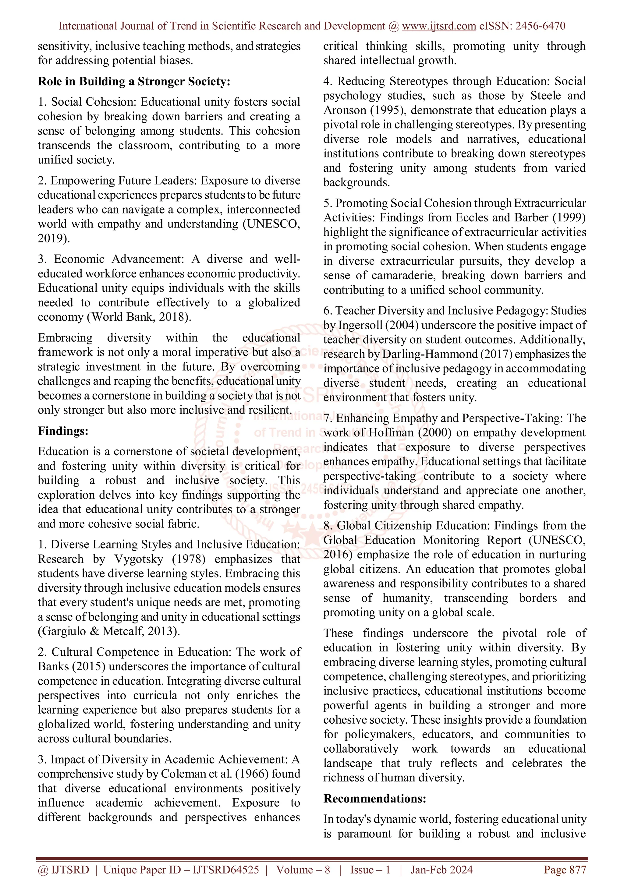 Educational Unity Embracing Diversity for a Stronger Society | PDF
