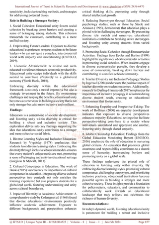 Educational Unity Embracing Diversity for a Stronger Society | PDF