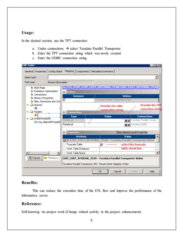 TPT connection Implementation in Informatica | DOCX | Databases | Computer Software and Applications