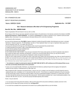 IISc offer letter | PDF