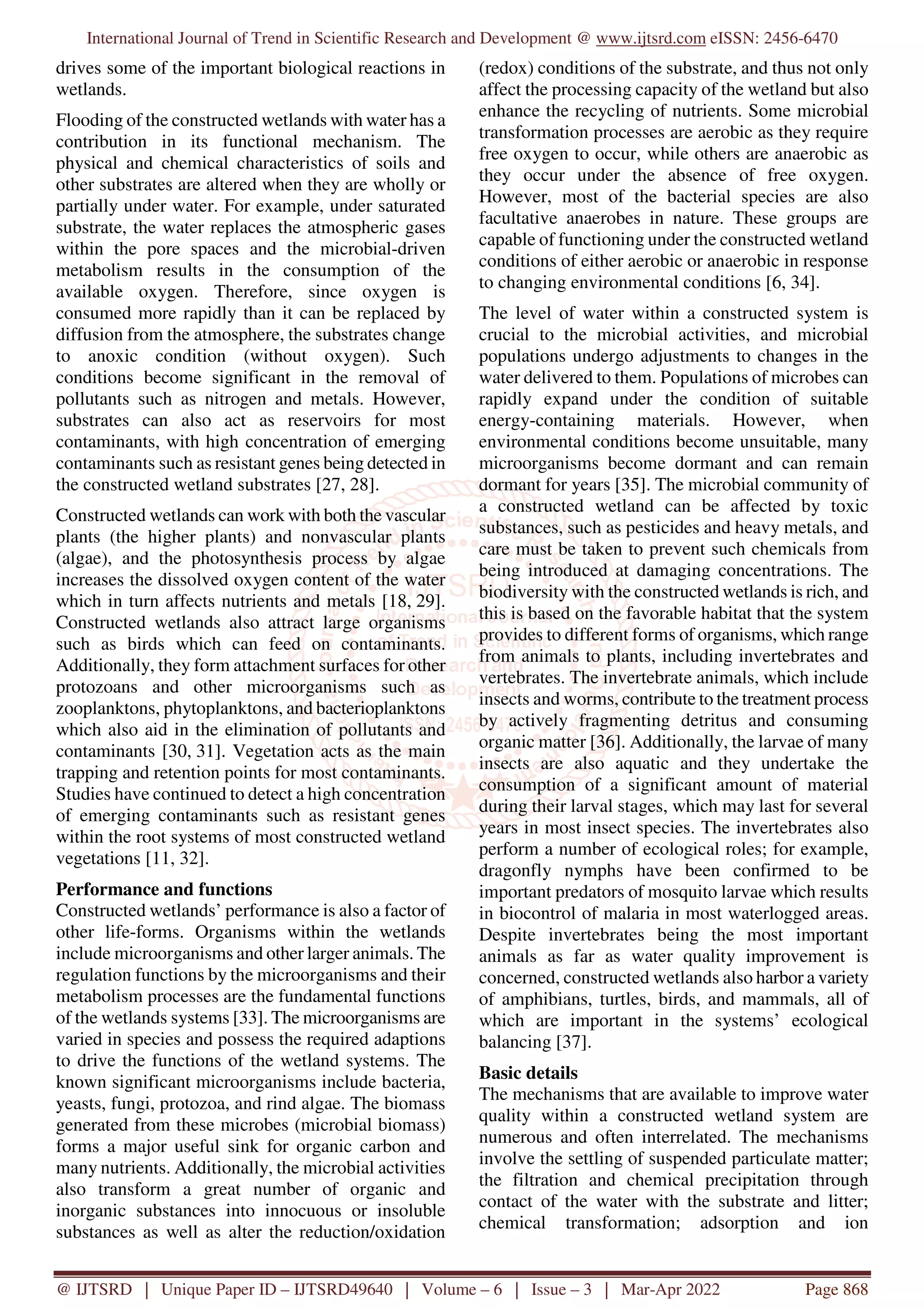 Sustainable Treatment of Wastewater with the Help of Constructed ...