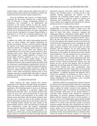 Teacher’s Accomplishment Level of The Components of an E-Learning ...