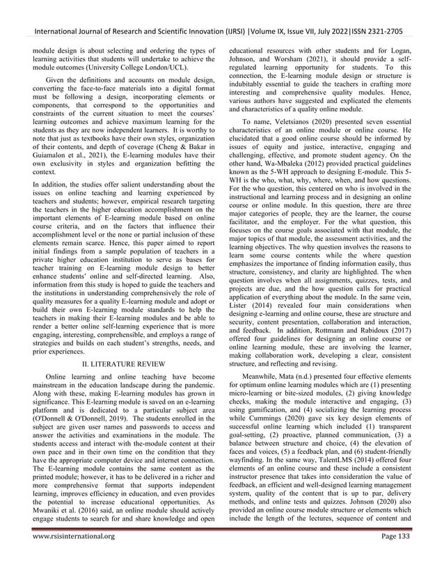 Teacher’s Accomplishment Level of The Components of an E-Learning ...