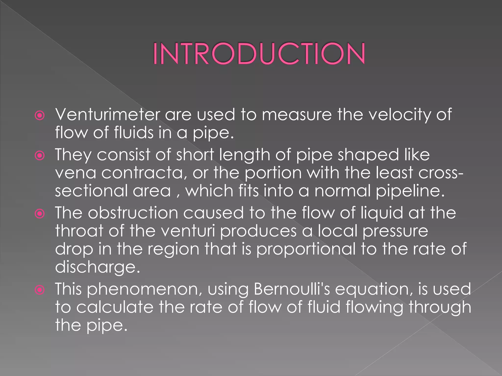 Venturimeter (FLUID MECHANICS) | PPTX