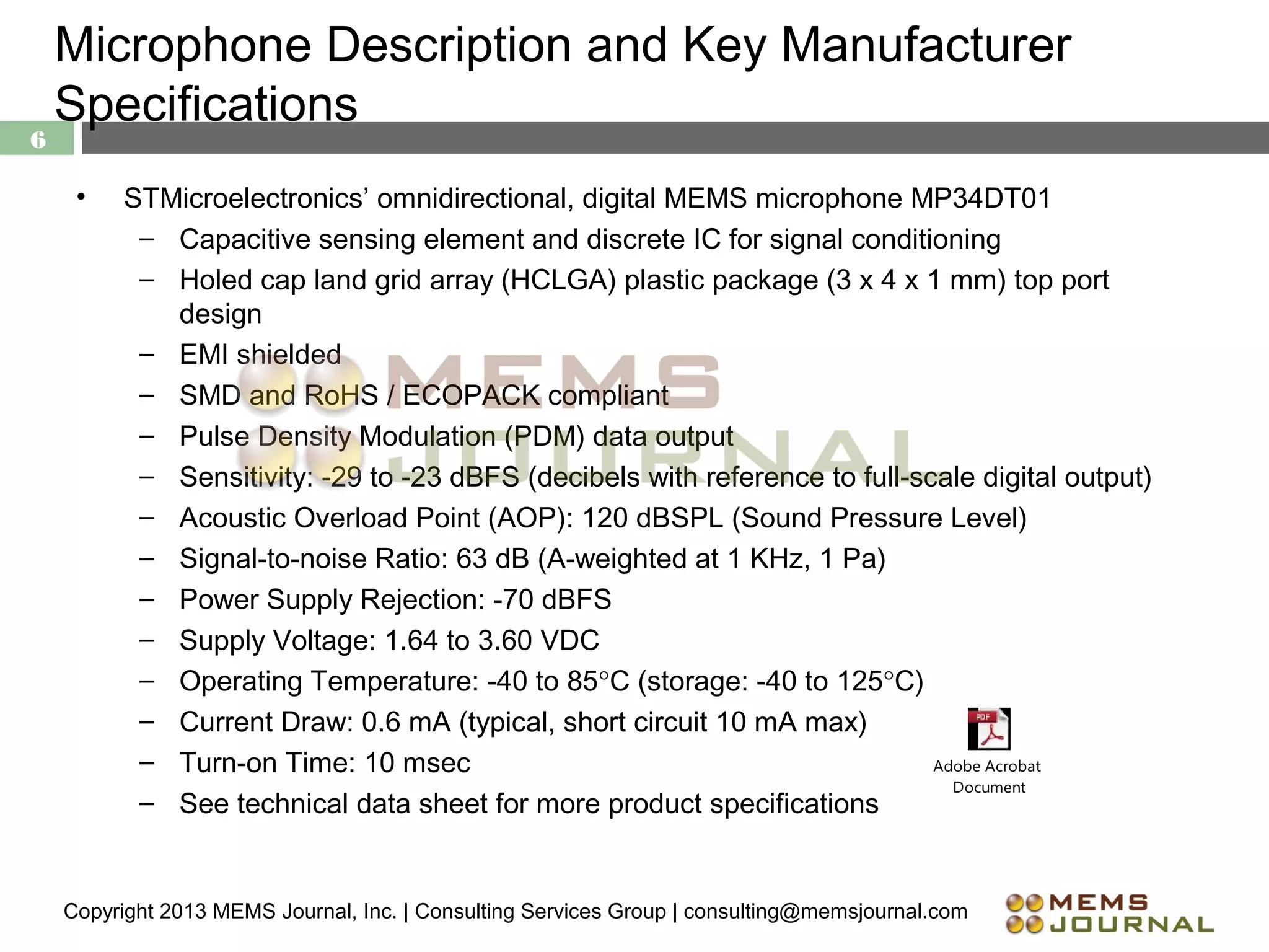 STMicroelectronics MEMS Microphone -- Reverse Engineering Analysis | PPT