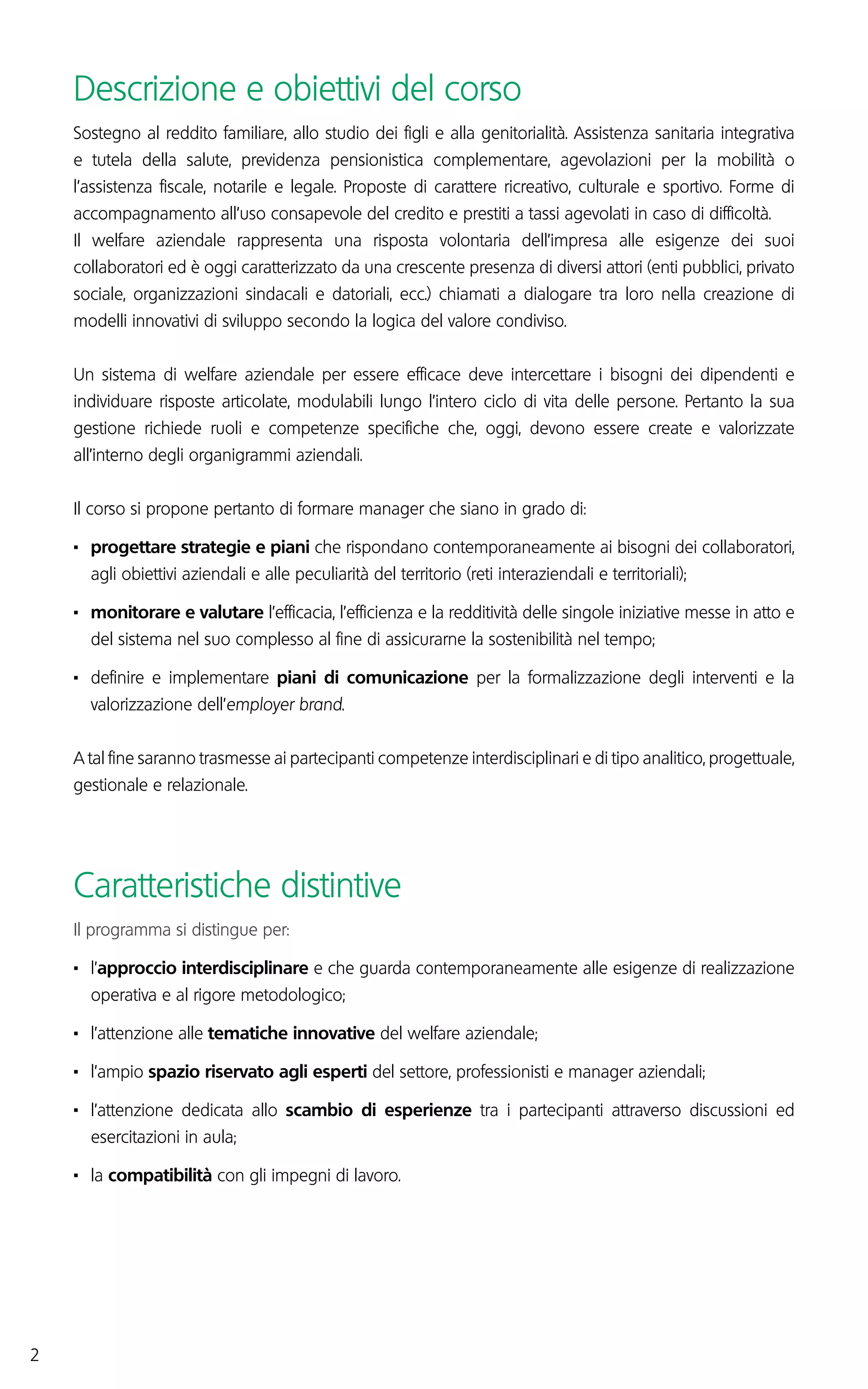 ALTIS brochure corso di alta formazione "Professione Welfare" | PDF