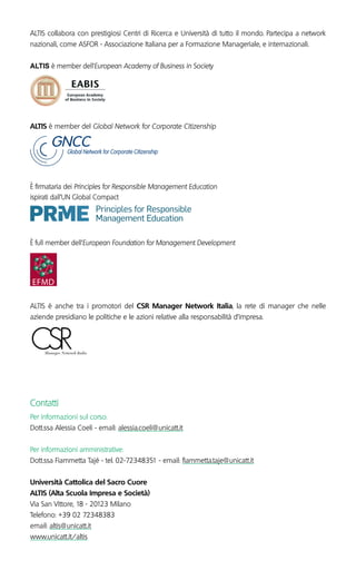 ALTIS brochure corso di alta formazione "Professione Welfare" | PDF