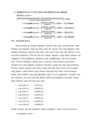 pengukuran kapasitor pelat sejajar dan permitivitas relatif | DOCX
