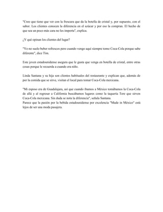 Por qué la coca cola mexicana triunfa en Estados Unidos | PDF