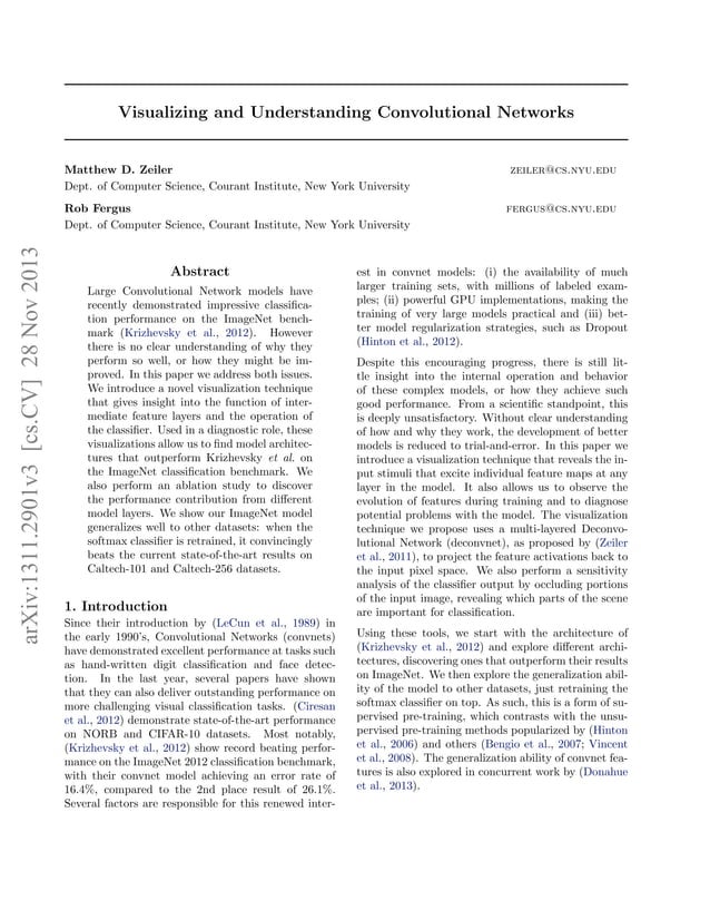 Visualizing and Understanding Convolutional Networks | PDF
