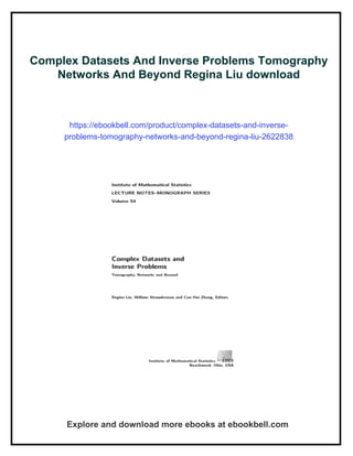 Complex Datasets And Inverse Problems Tomography Networks And Beyond ...
