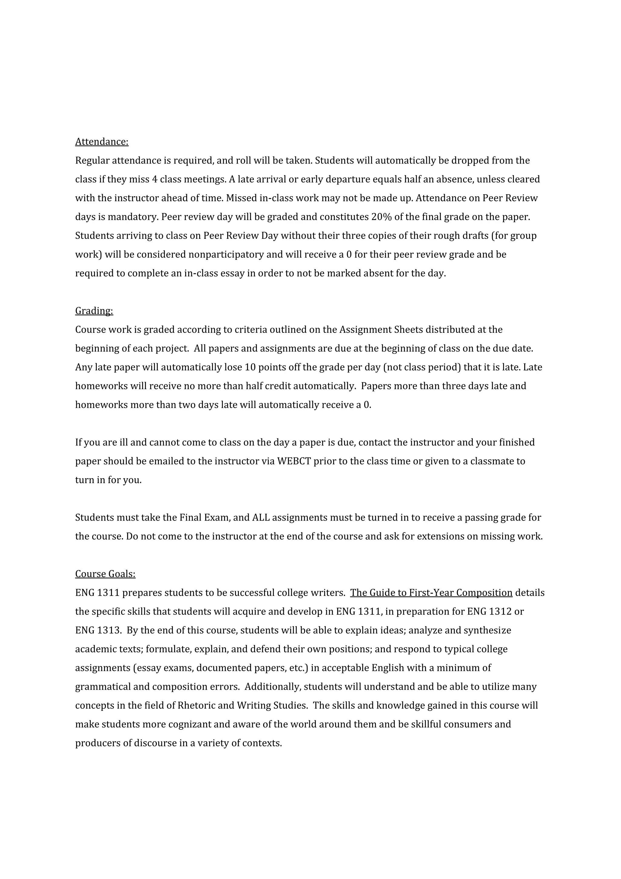 1311 Redesign Syllabus | PDF