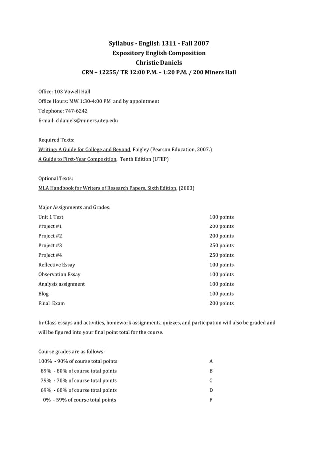 1311 Redesign Syllabus | PDF