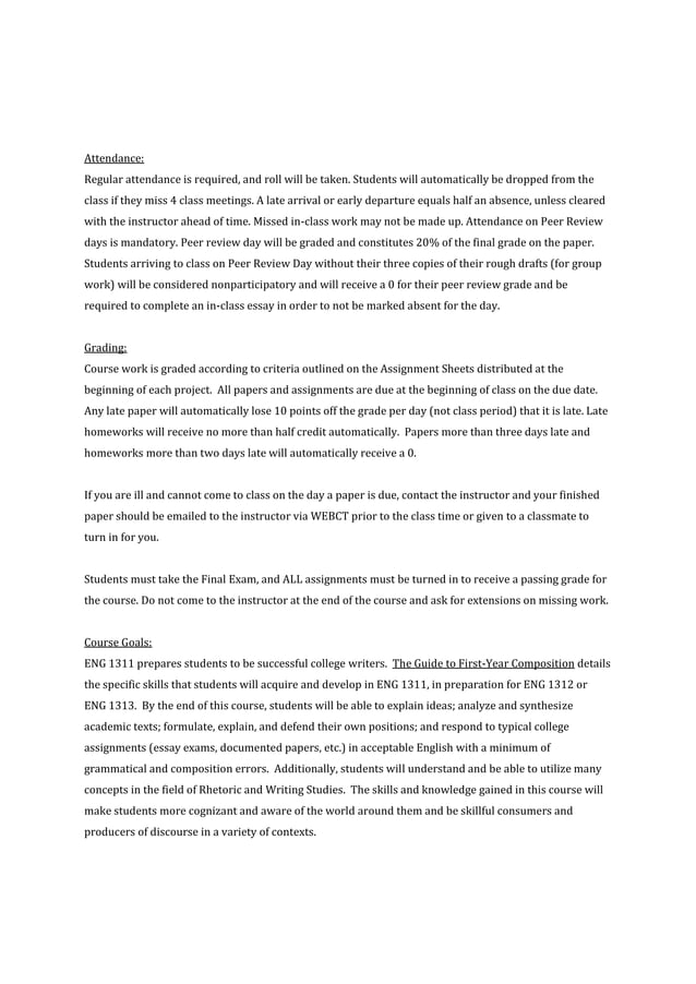 1311 Redesign Syllabus | PDF