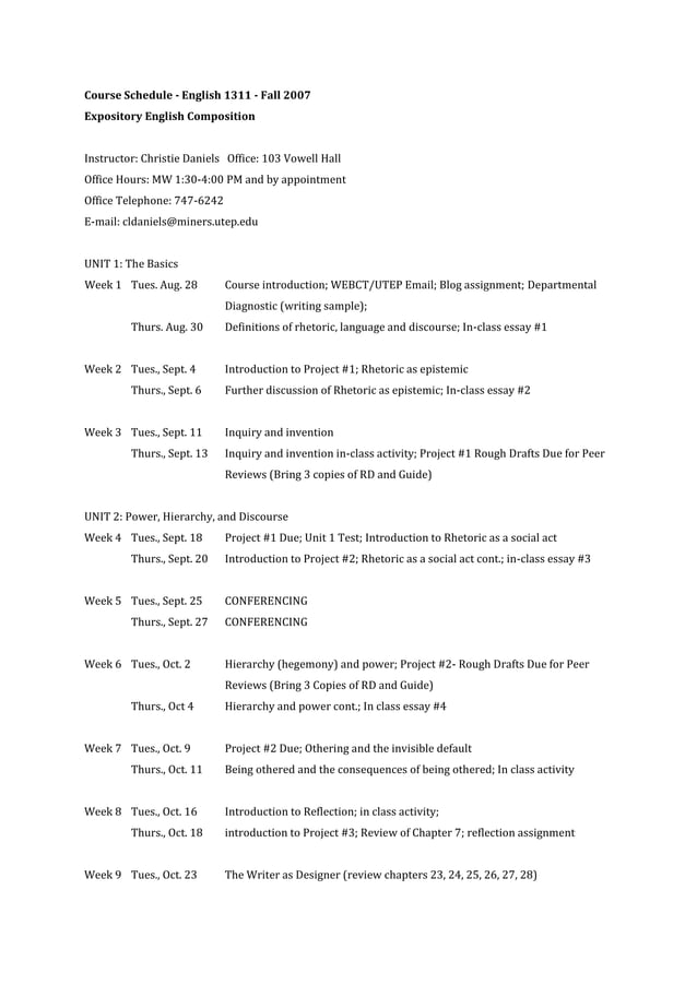 1311 Redesign Syllabus | PDF
