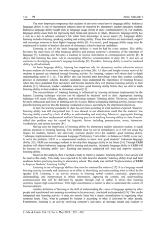 Implementation of UKBI to improve students’ listening ability | PDF