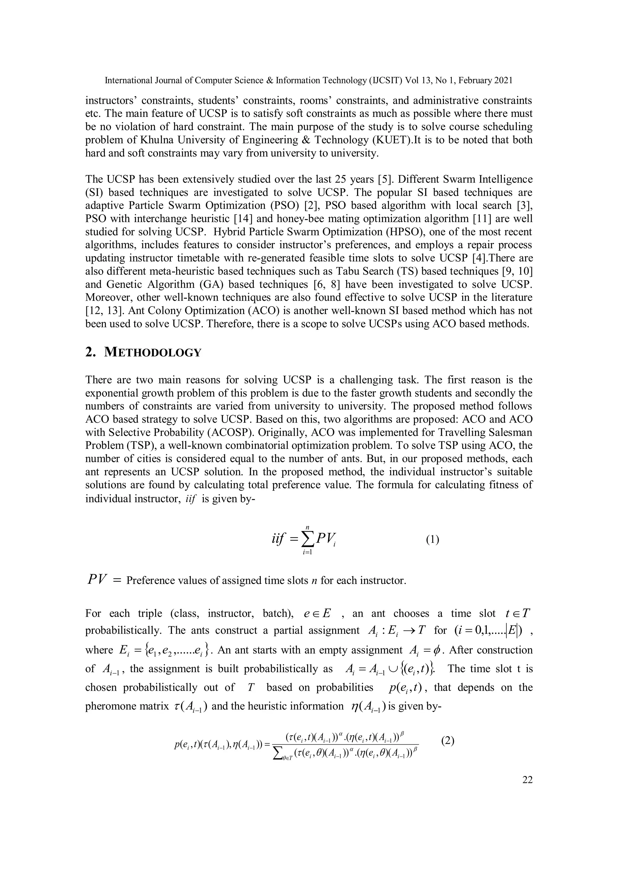 Highly Constrained University Class Scheduling using Ant Colony Optimization | PDF