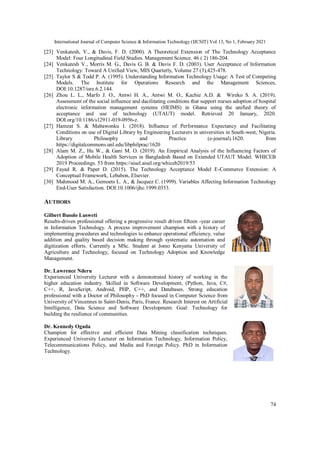 APPLICATION OF A MULTILEVEL TECHNOLOGY ACCEPTANCE MANAGEMENT MODEL FOR ...