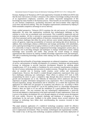 APPLICATION OF A MULTILEVEL TECHNOLOGY ACCEPTANCE MANAGEMENT MODEL FOR EFFECTIVE TECHNOLOGY ...