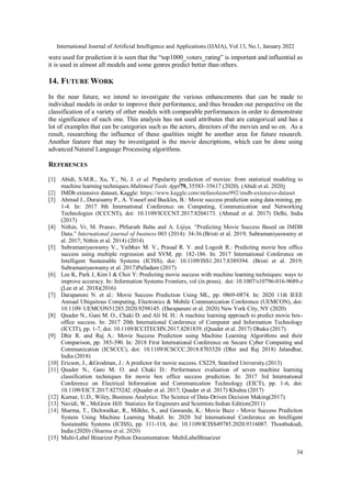 MOVIE SUCCESS PREDICTION AND PERFORMANCE COMPARISON USING VARIOUS ...