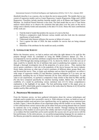 MOVIE SUCCESS PREDICTION AND PERFORMANCE COMPARISON USING VARIOUS ...