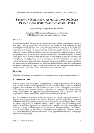 STUDY ON EMERGING APPLICATIONS ON DATA PLANE AND OPTIMIZATION POSSIBILITIES | PDF