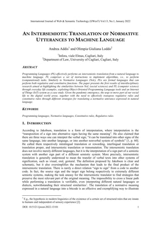 AN INTERSEMIOTIC TRANSLATION OF NORMATIVE UTTERANCES TO MACHINE ...