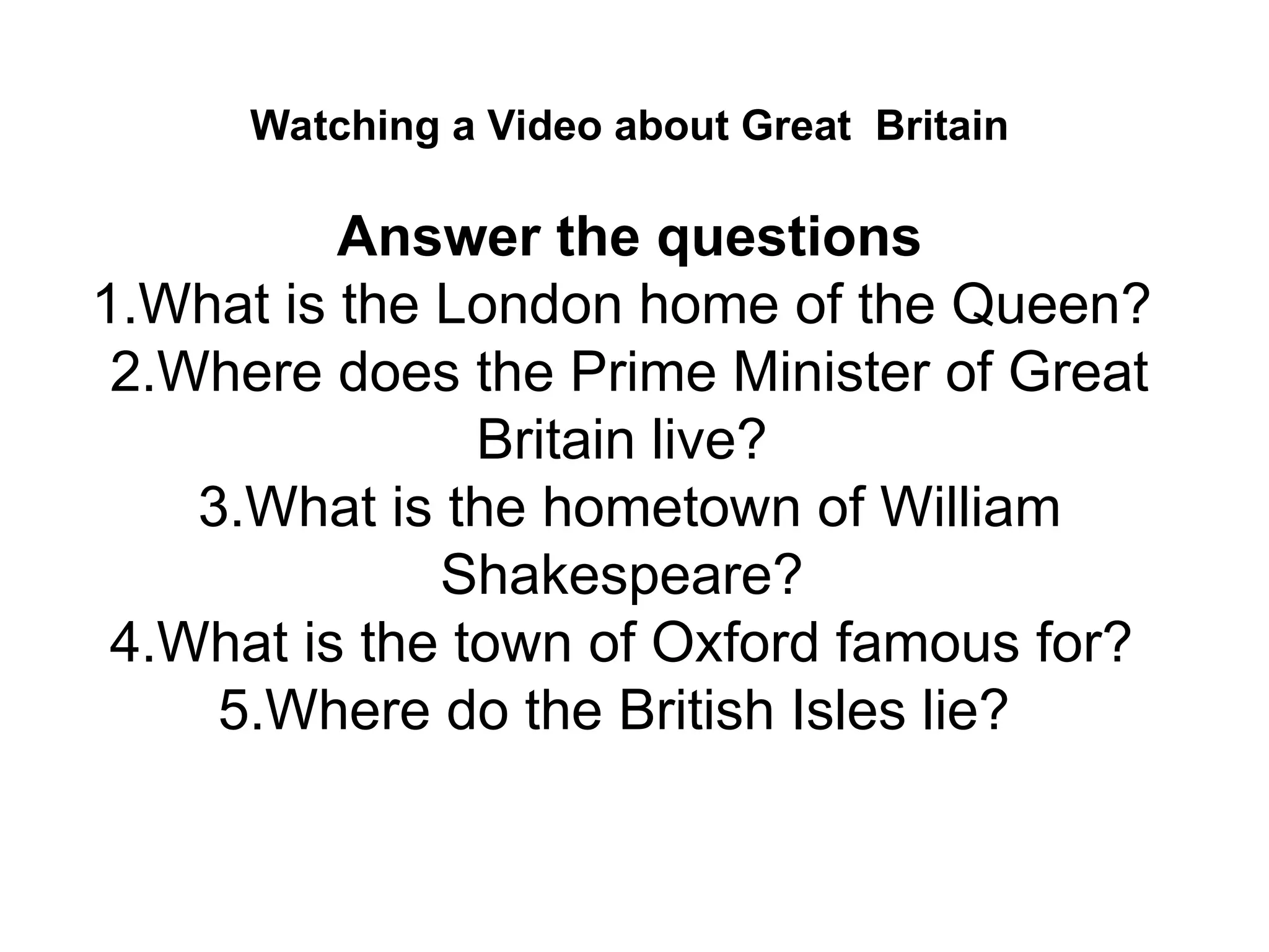 Theme: The geographical position of Great Britain | PPT