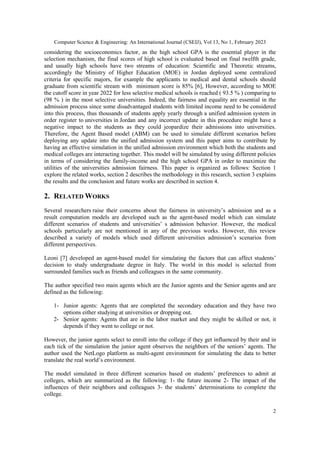 AGENT-BASED SIMULATION FOR UNIVERSITY STUDENTS ADMISSION: MEDICAL COLLEGES IN JORDAN ...