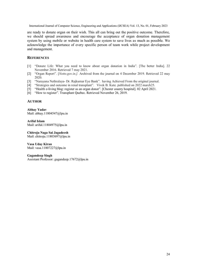 ORGAN DONATION MANAGEMENT SYSTEM (PROJECT: ODMS) | PDF