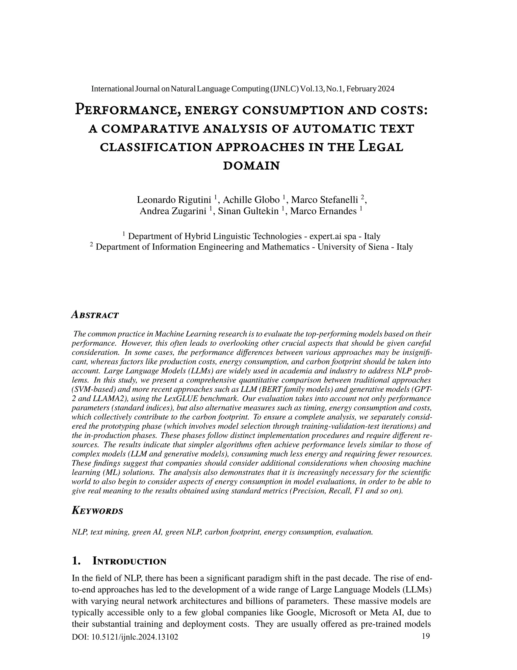 Performance, energy consumption and costs: a comparative analysis of automatic text ...