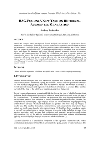 Rag-Fusion: A New Take on Retrieval Augmented Generation | PDF