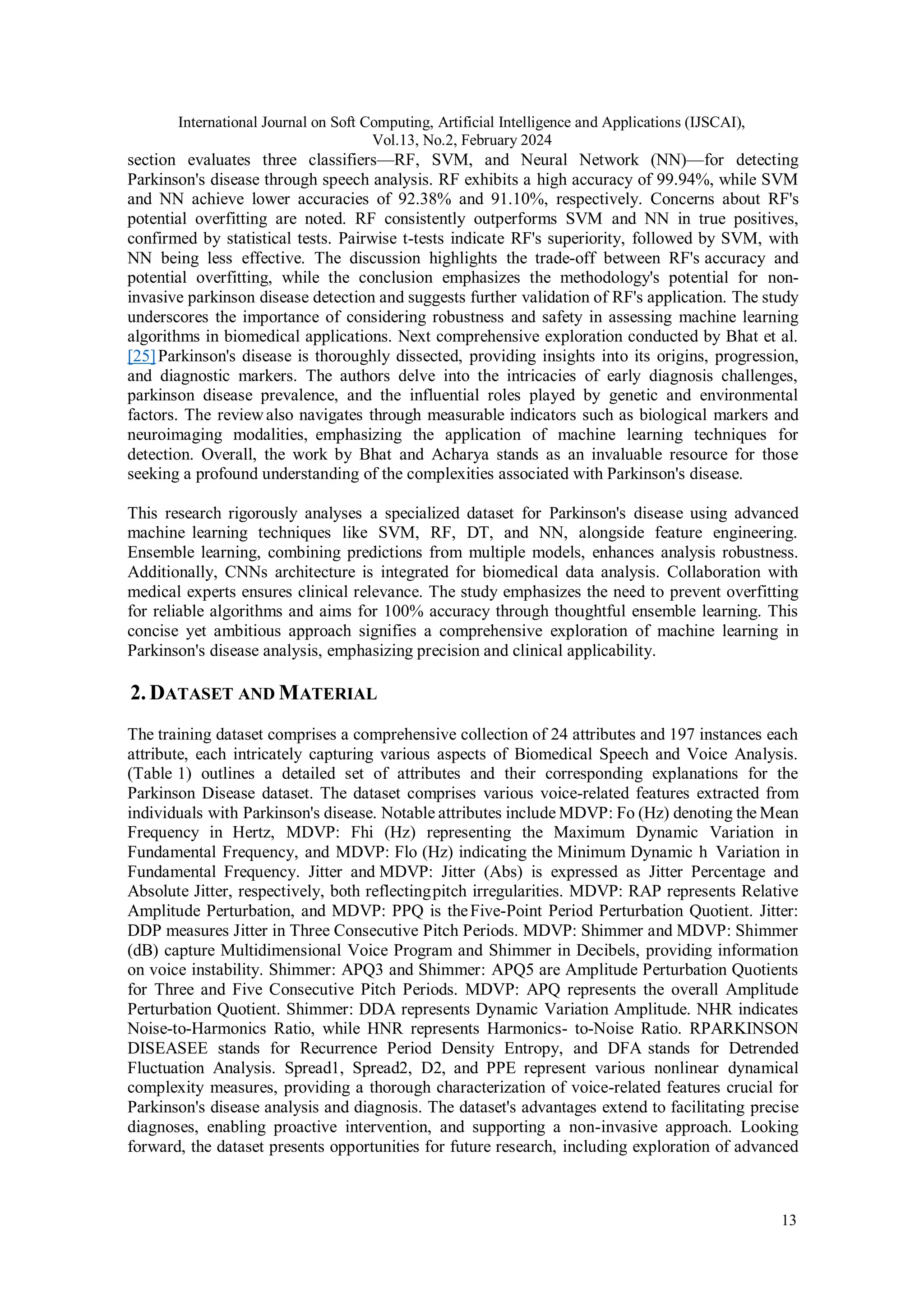 EARLY DETECTION OF PARKINSON DISEASE THROUGHBIOMEDICAL SPEECH AND VOICE ANALYSIS | PDF