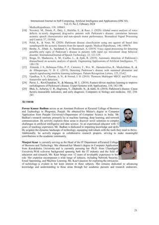 EARLY DETECTION OF PARKINSON DISEASE THROUGHBIOMEDICAL SPEECH AND VOICE ANALYSIS | PDF