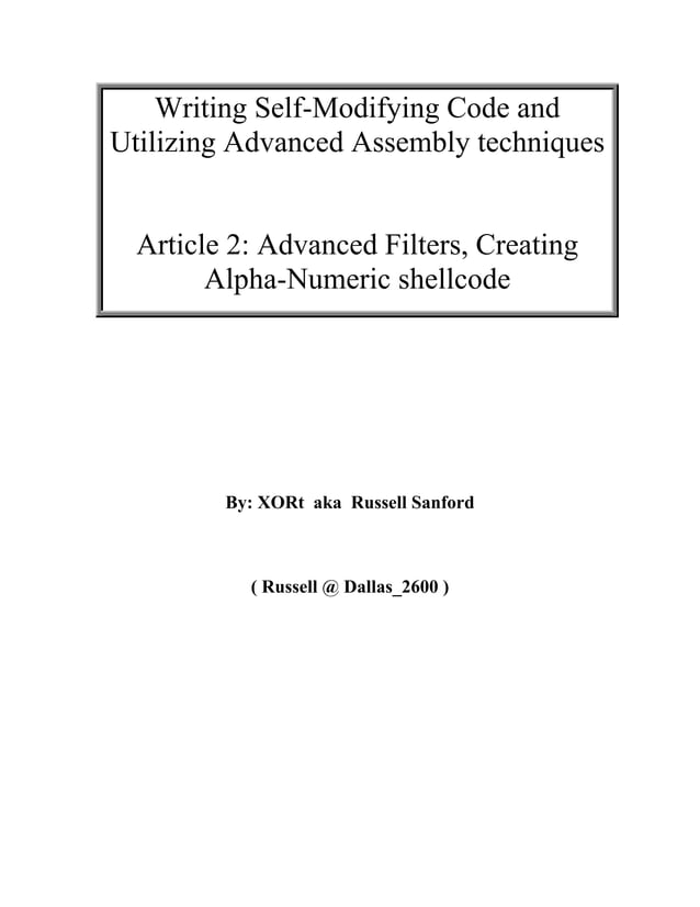 writing self-modifying code and utilizing advanced assembly techniques | PDF