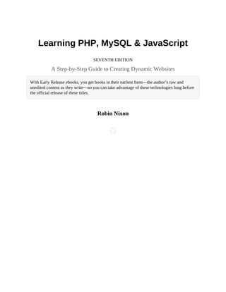 Learning PHP, MySQL & JavaScript, 7th Edition Robin Nixon | PDF