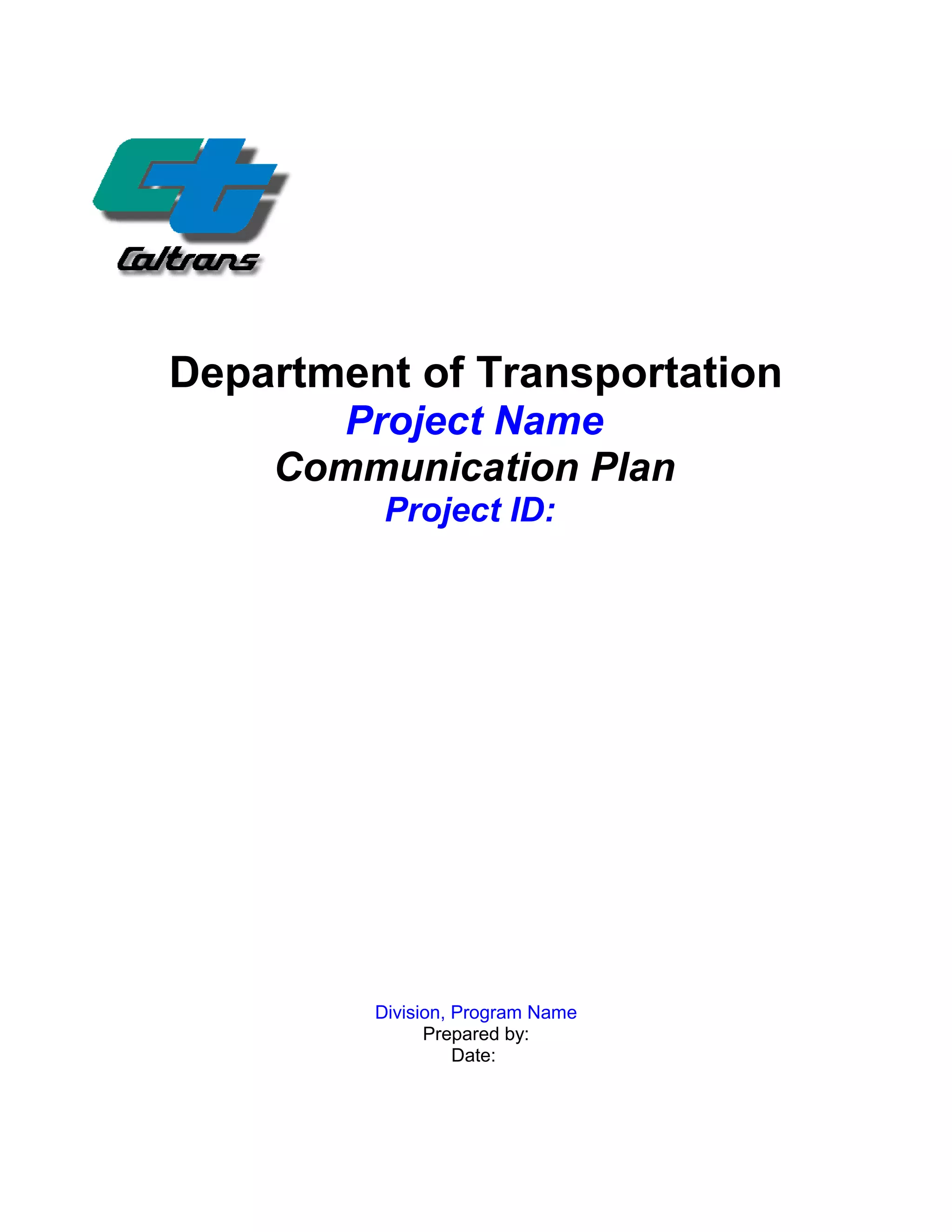 Caltrans Communication Plan Template | DOC