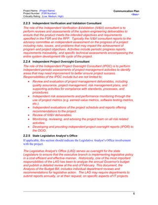 Caltrans Communication Plan Template | DOC