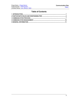 Caltrans Communication Plan Template | DOC