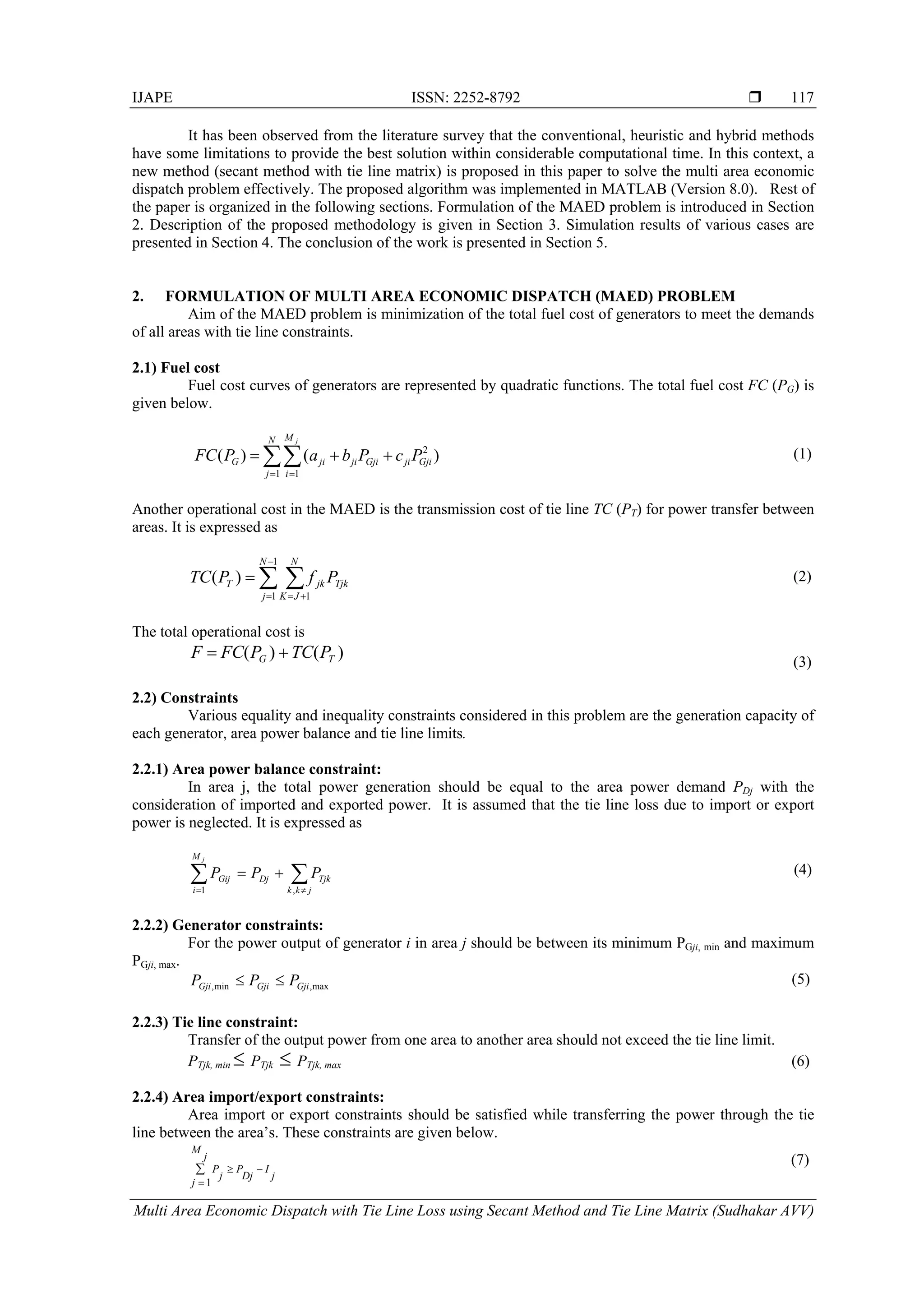 Multi Area Economic Dispatch Using Secant Method and Tie Line Matrix | PDF