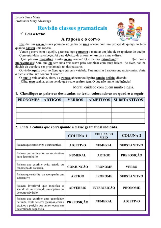 Classes Gramaticais - Revisão | PDF