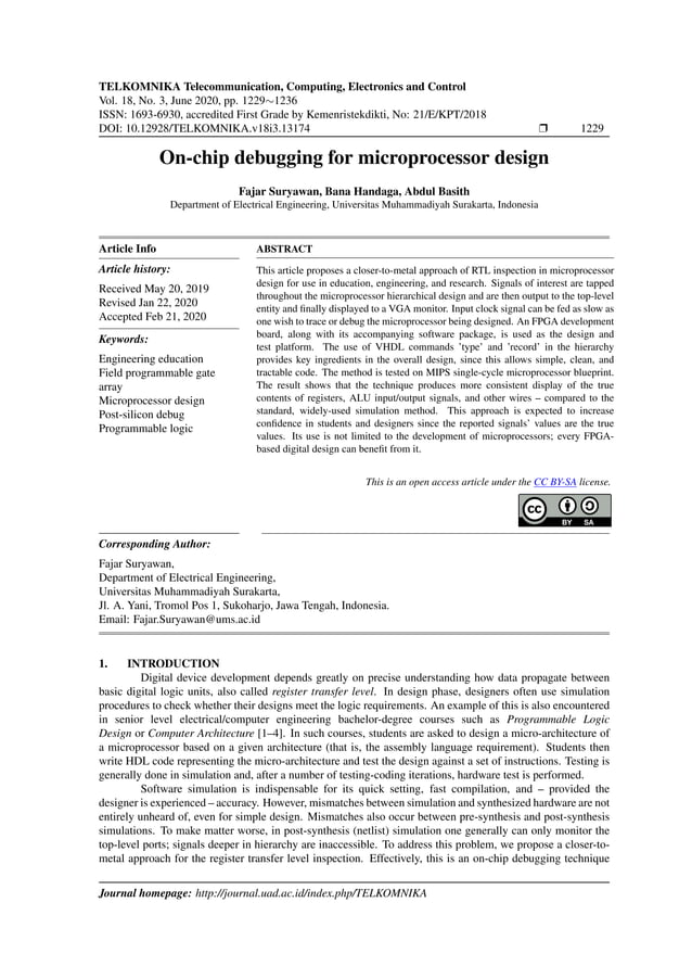 On-chip debugging for microprocessor design | PDF
