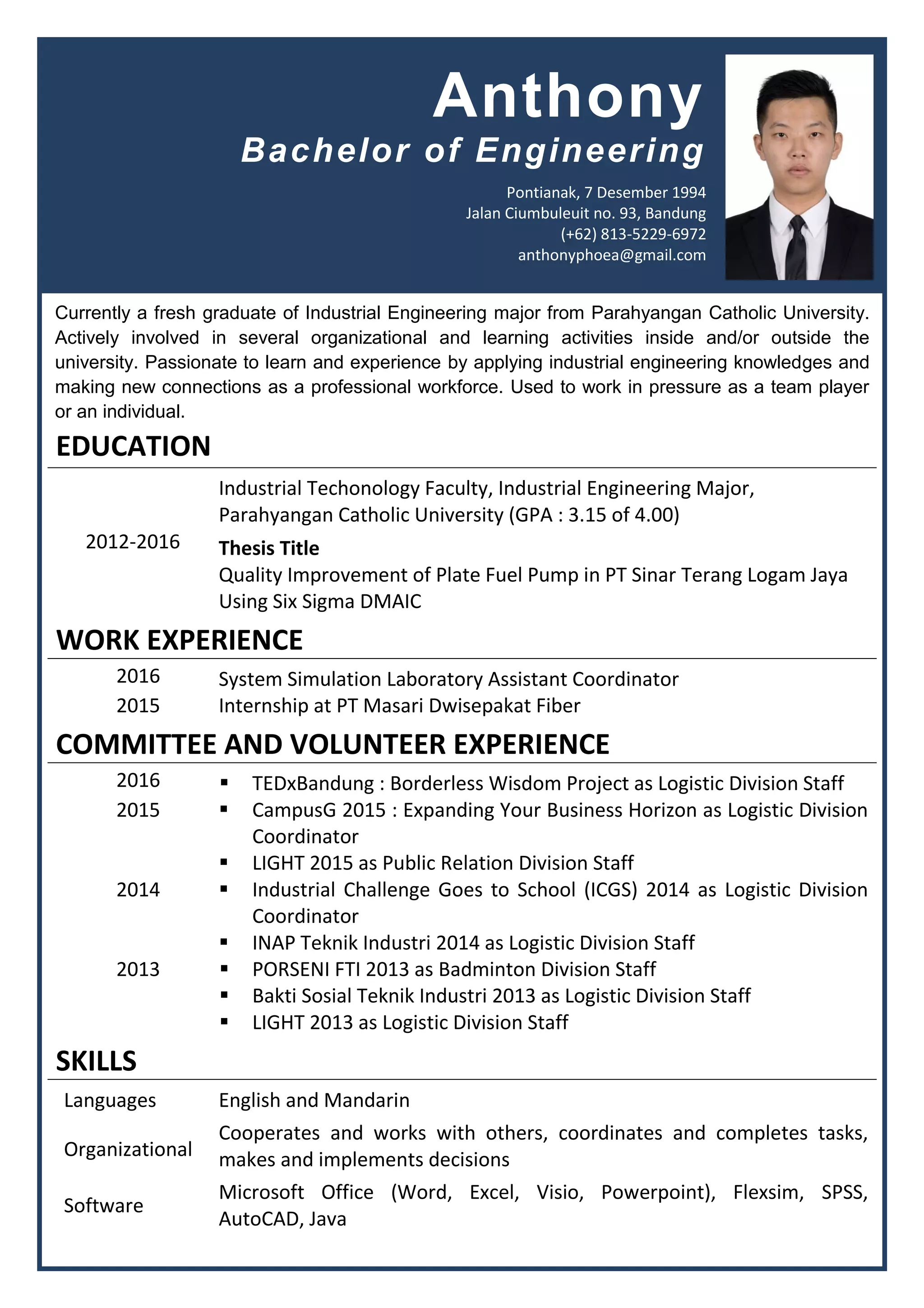 Anthony (Curriculum Vitae) | PDF | Education