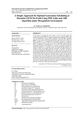 A Simple Approach for Optimal Generation Scheduling to Maximize GENCOs Profit Using PPD Table ...